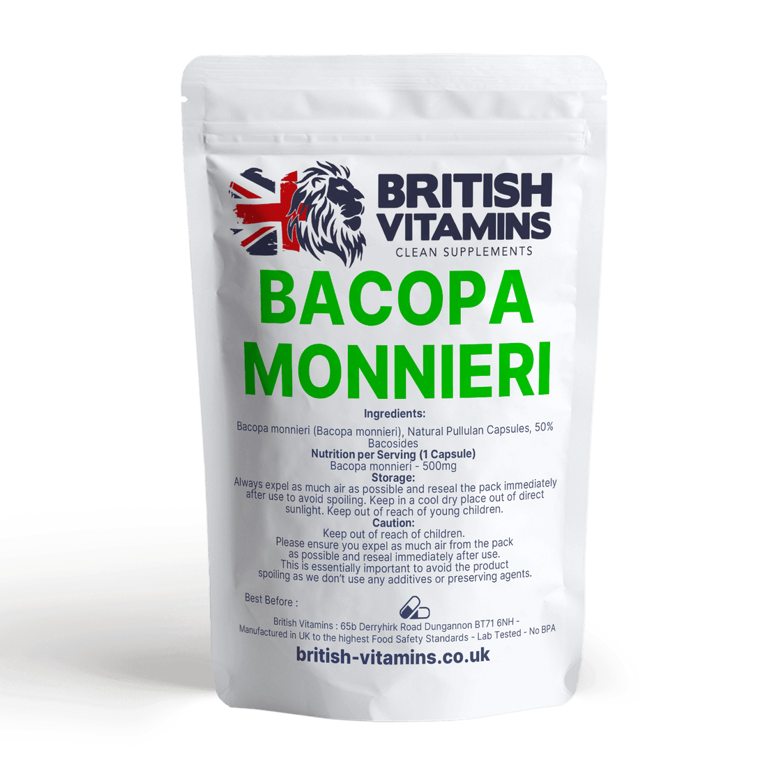Bacopa Monnieri Capsule Extract High Strength Memory 50% Bacosides No ...